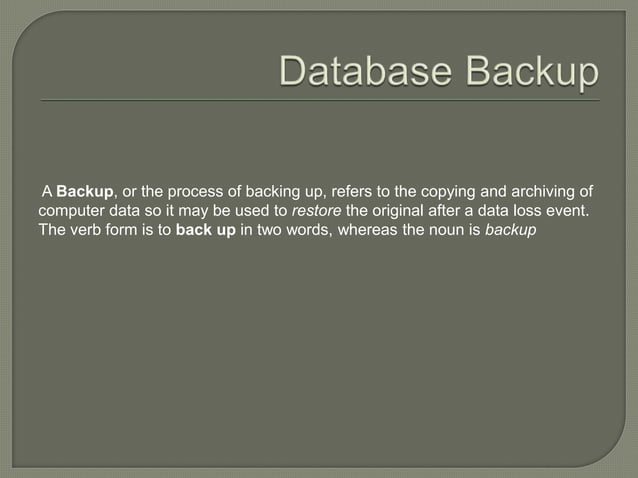 Database backup | PPT