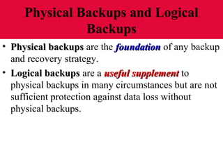 Database backup and recovery basics | PPT