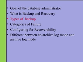Database backup and recovery basics | PPT