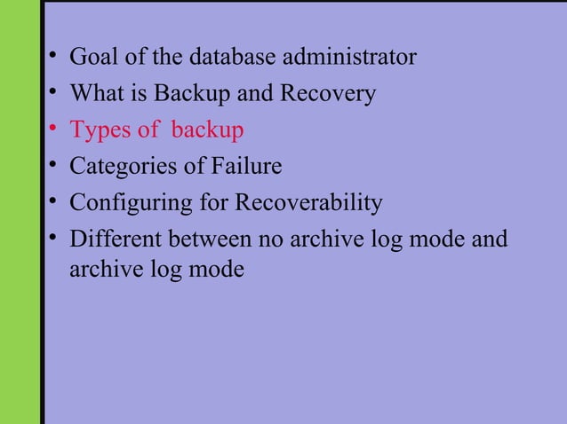 Database backup and recovery basics | PPT