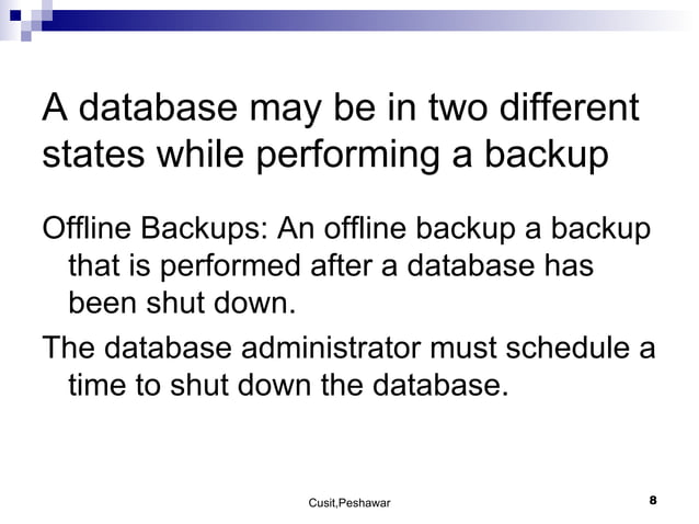 Database Backup And Recovery Ppt