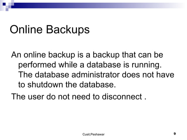 Database backup & recovery | PPT | Databases | Computer Software and Applications