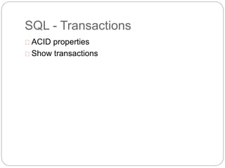 Database basics | PPTX