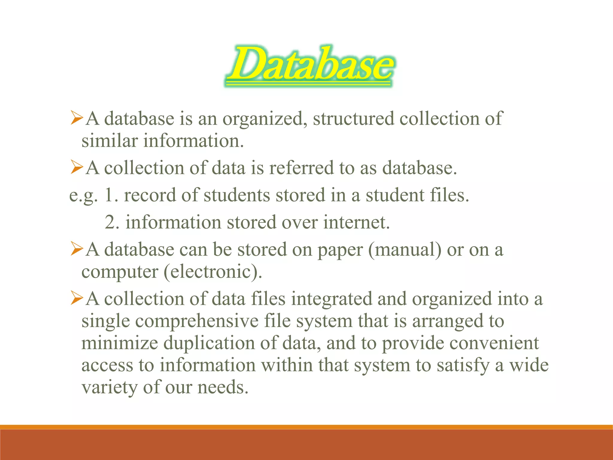 Database basics | PPT
