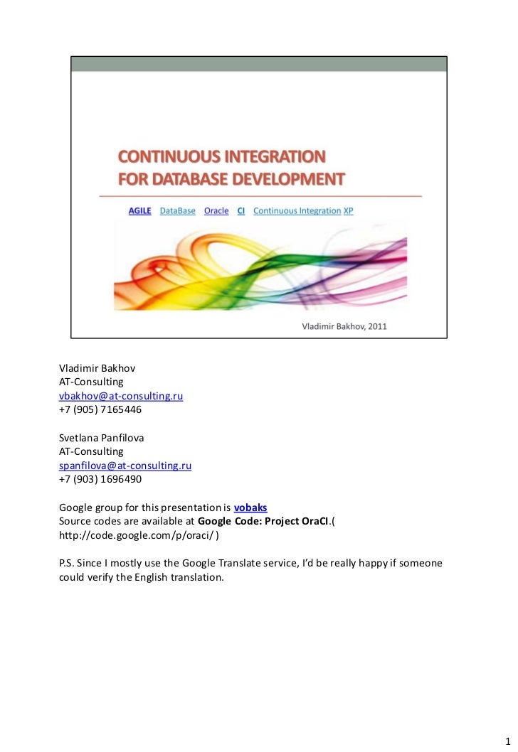 Continuous Integration for Oracle Database Development