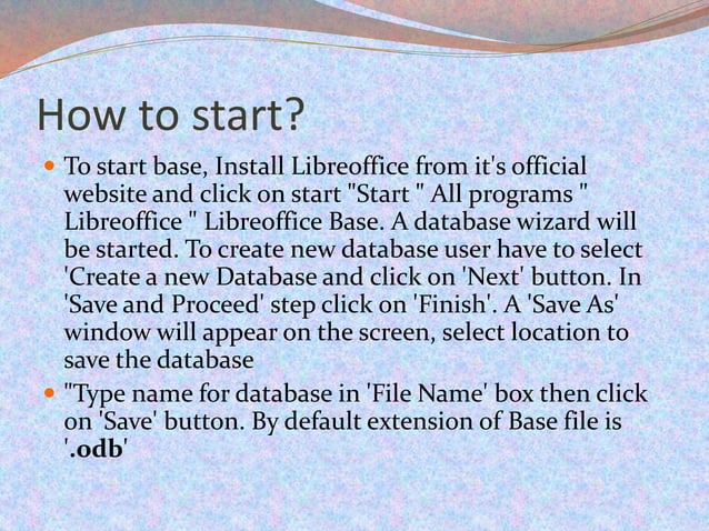 Database concepts using libre office base | PPTX