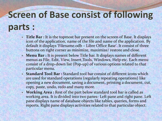 Database concepts using libre office base | PPTX