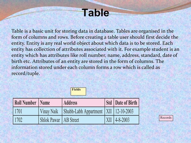 Database concepts using libre office base | PPTX