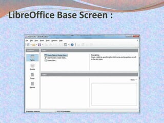 Database concepts using libre office base | PPTX