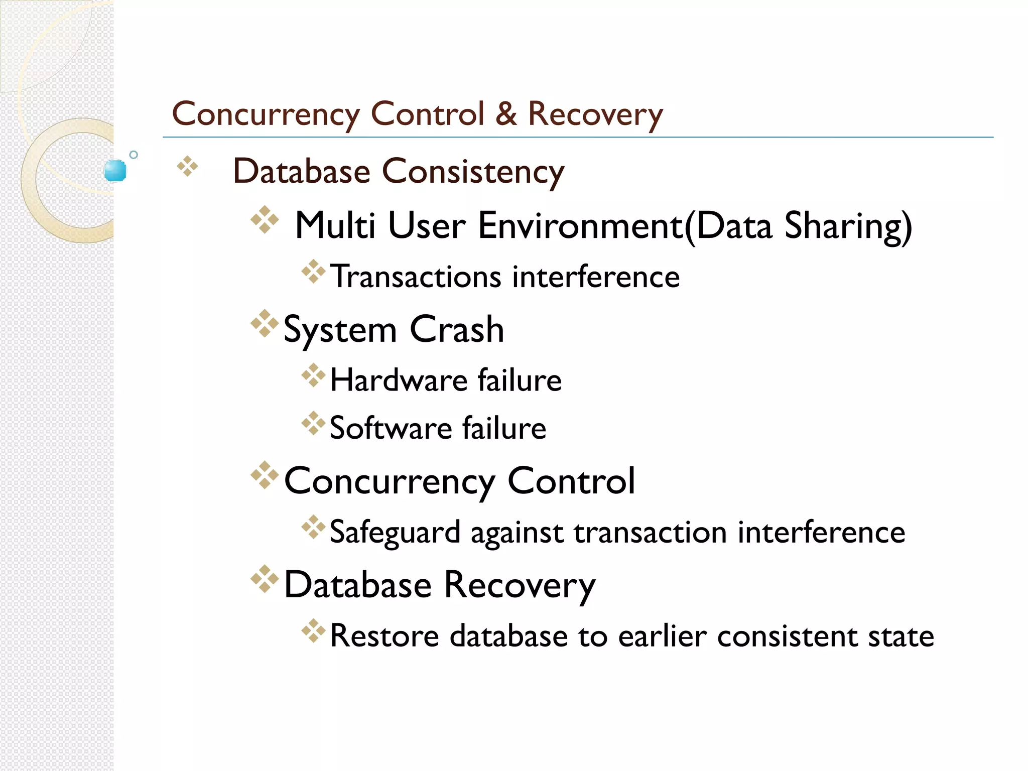 Database concurrency control & recovery (1) | PPT