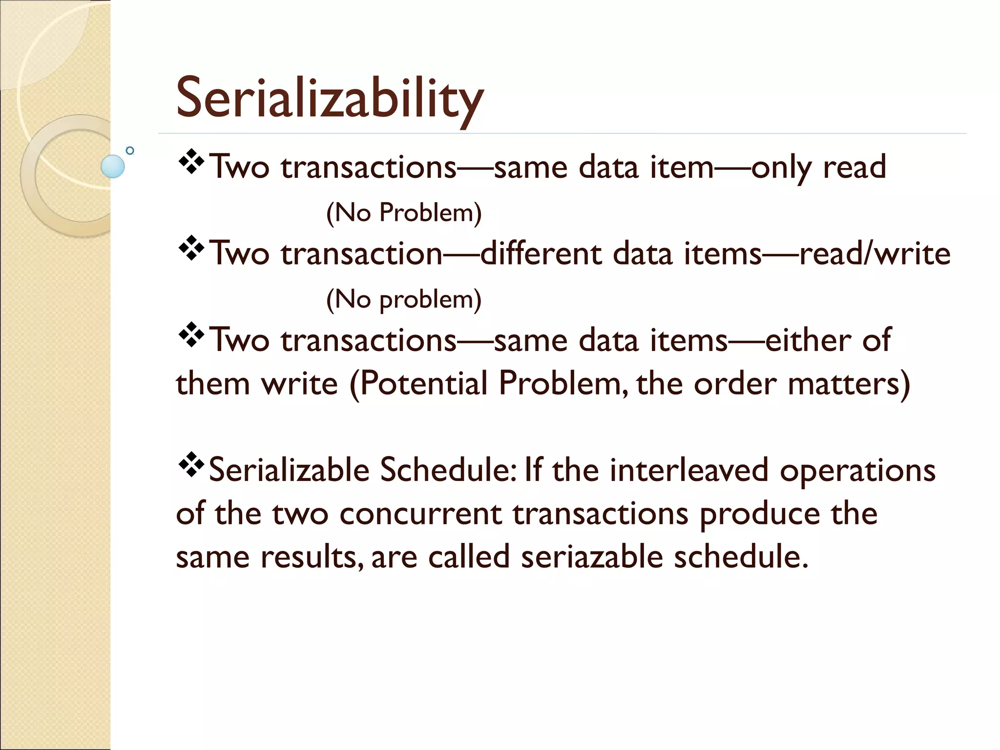 Database concurrency control & recovery (1) | PPT Database concurrency control & recovery (1) | PPT