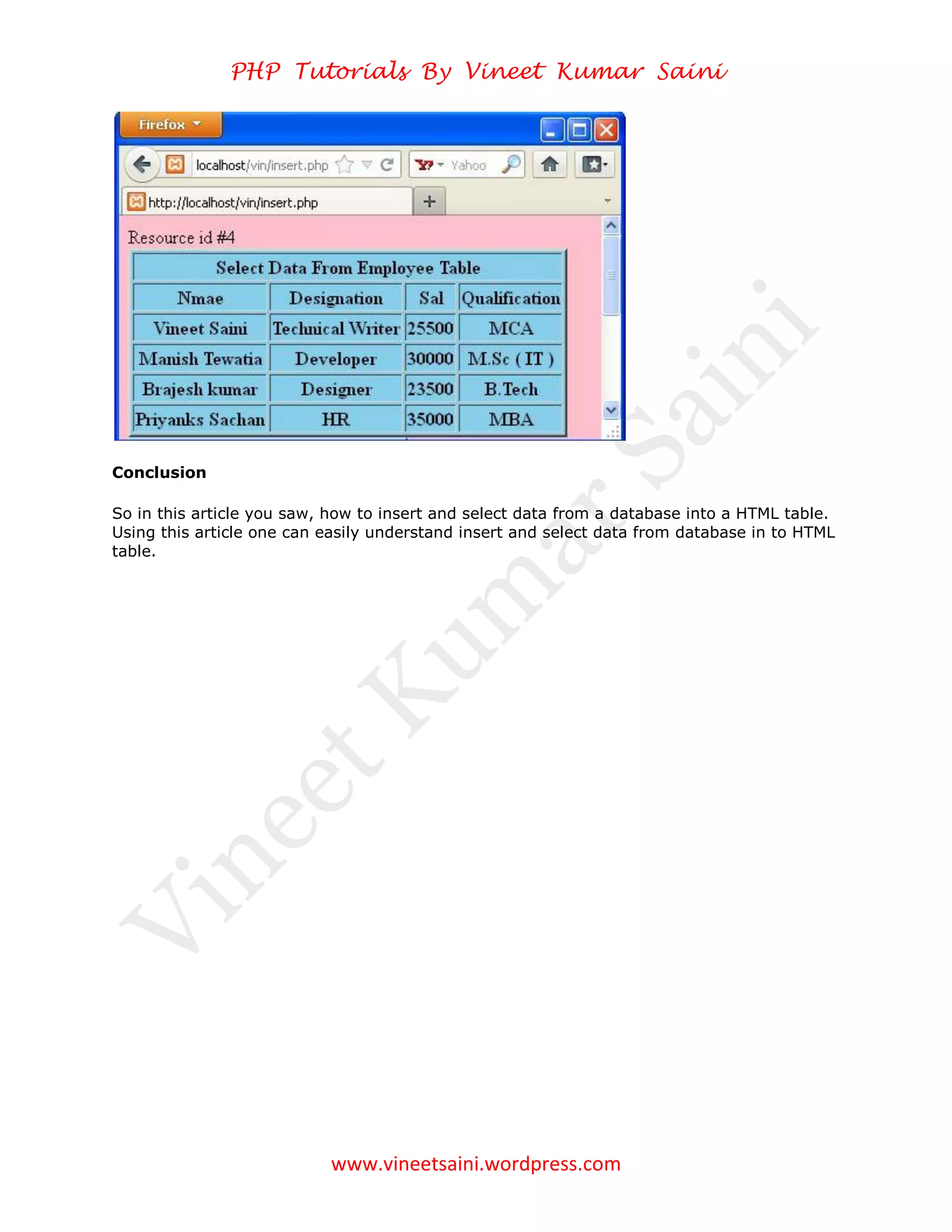 Database connectivity in PHP | PDF
