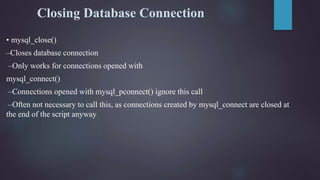 Database Connectivity in PHP | PPTX