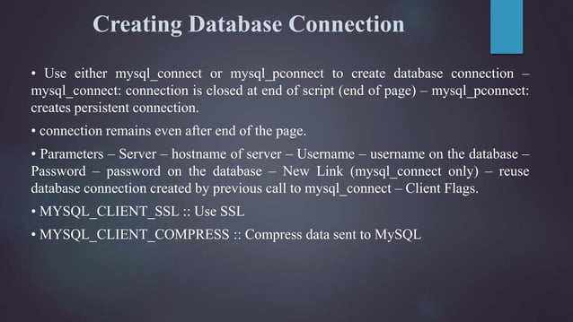 Database Connectivity in PHP | PPTX