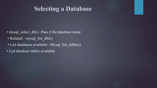 Database Connectivity in PHP | PPTX
