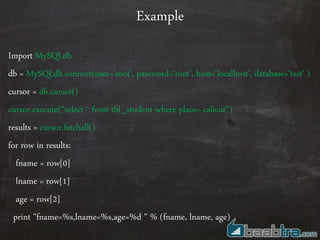 Database connectivity in python | PPTX