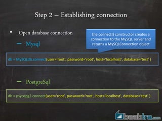 Database connectivity in python | PPTX