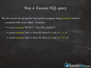 Database connectivity in python | PPTX