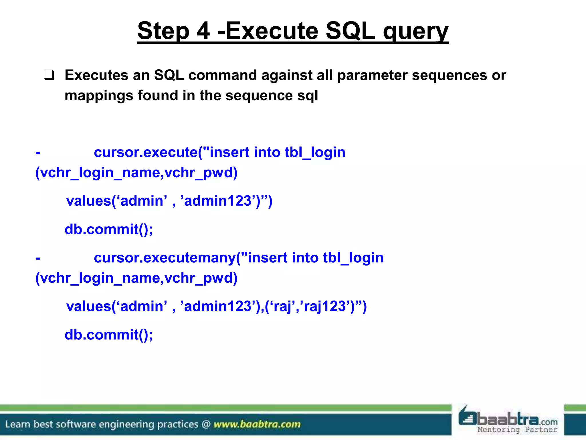 Database connectivity in python | PPTX