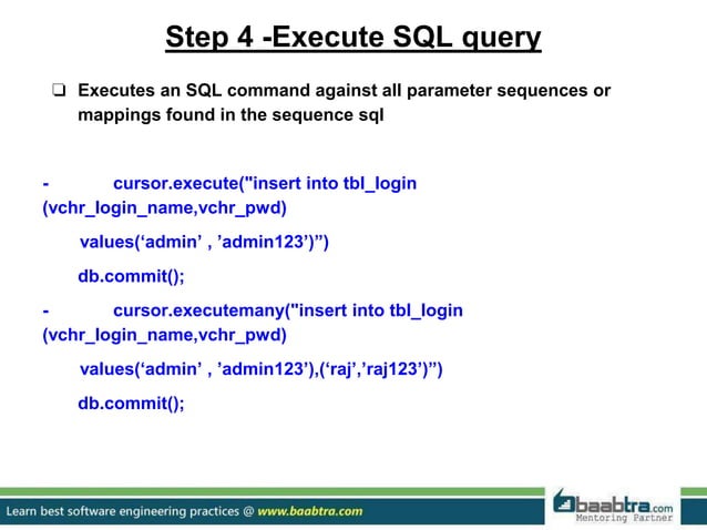 Database connectivity in python | PPTX