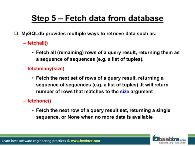 Database connectivity in python | PPTX