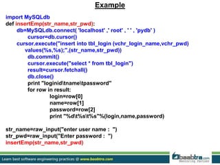 Database connectivity in python | PPTX