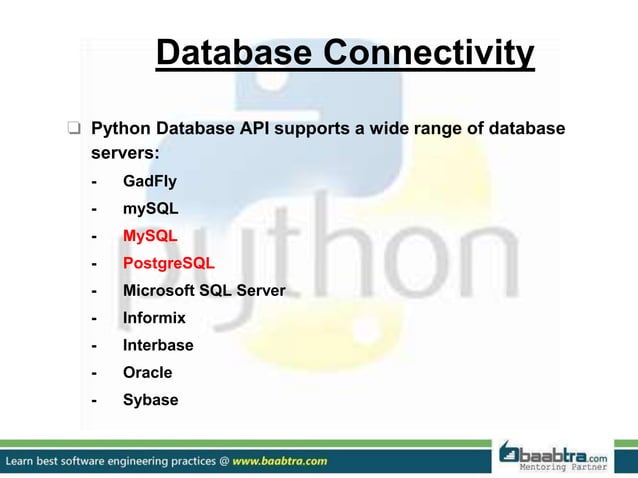 Database connectivity in python | PPTX