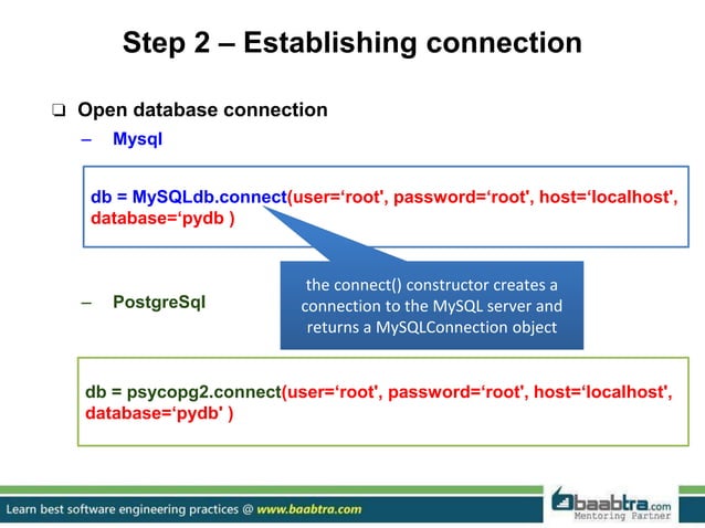 Database connectivity in python | PPTX