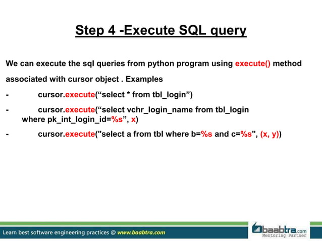 Database connectivity in python | PPTX