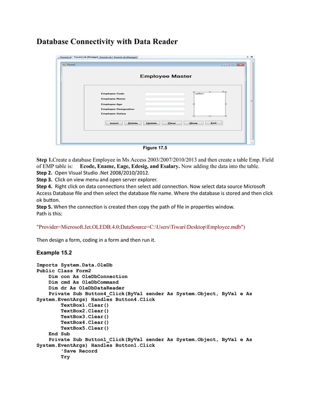 Database connectivity with data reader by varun tiwari | PDF