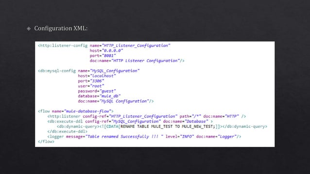Database Connector In Mule Part 6 Rename Ddl Operation Ppsx