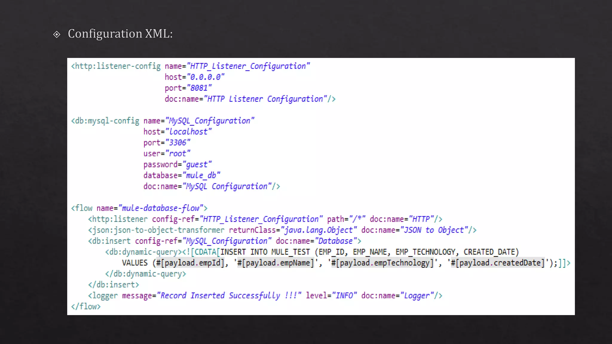 Database Connector In Mule Part 7 Insert Dml Operation Ppt