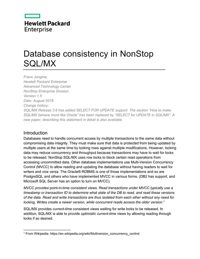 Database consistency in NonStop SQL/MX | PDF