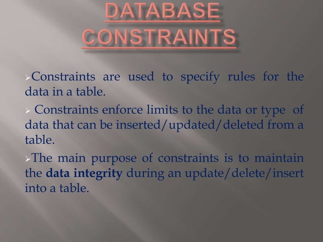 DATABASE CONSTRAINTS | PPTX