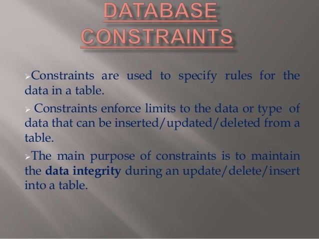 DATABASE CONSTRAINTS