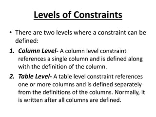 Database constraints | PPT