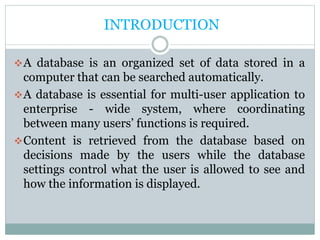 Database content creation and development | PPT