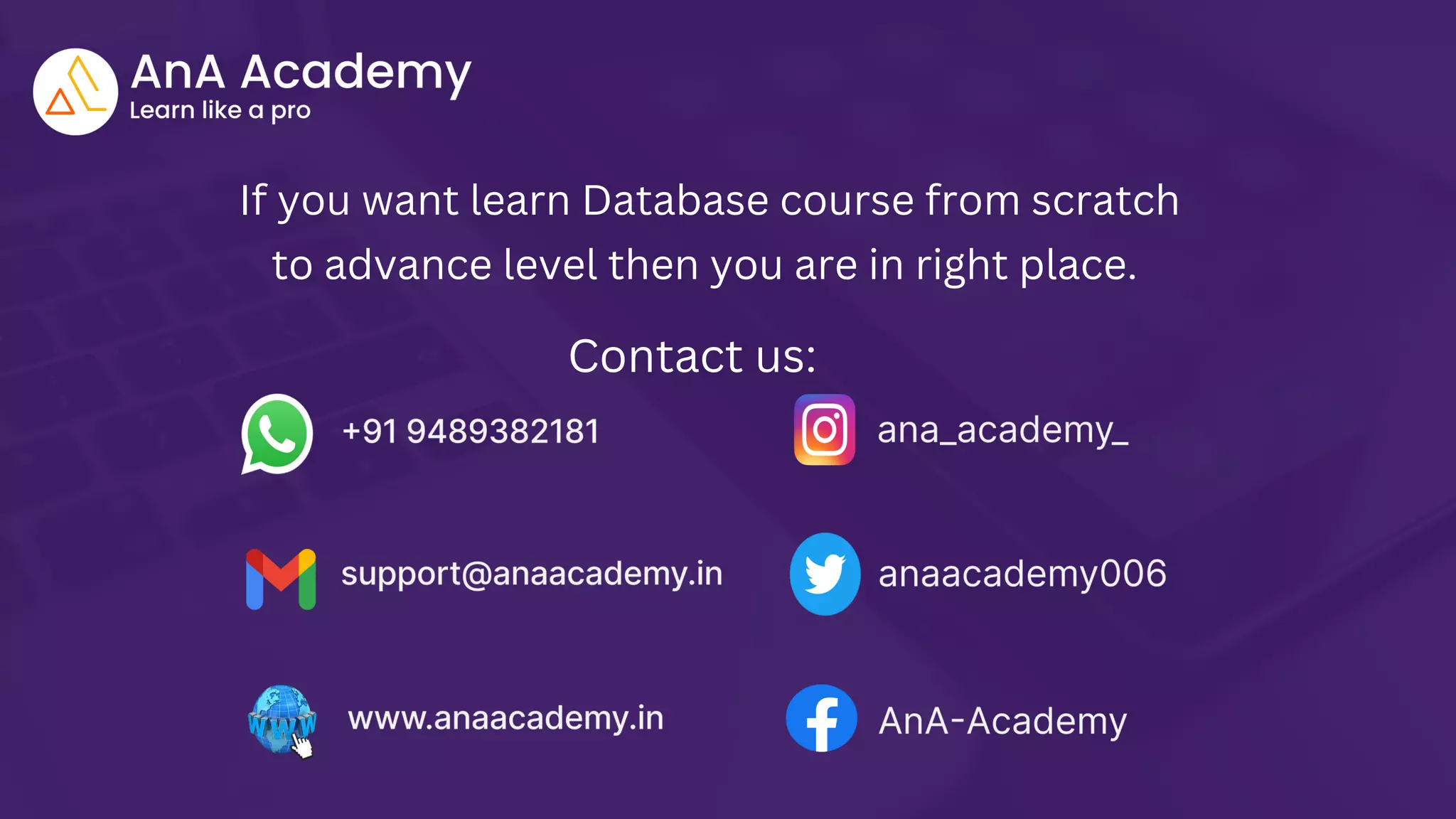 DATABase Courses - AnA Academy | PPT