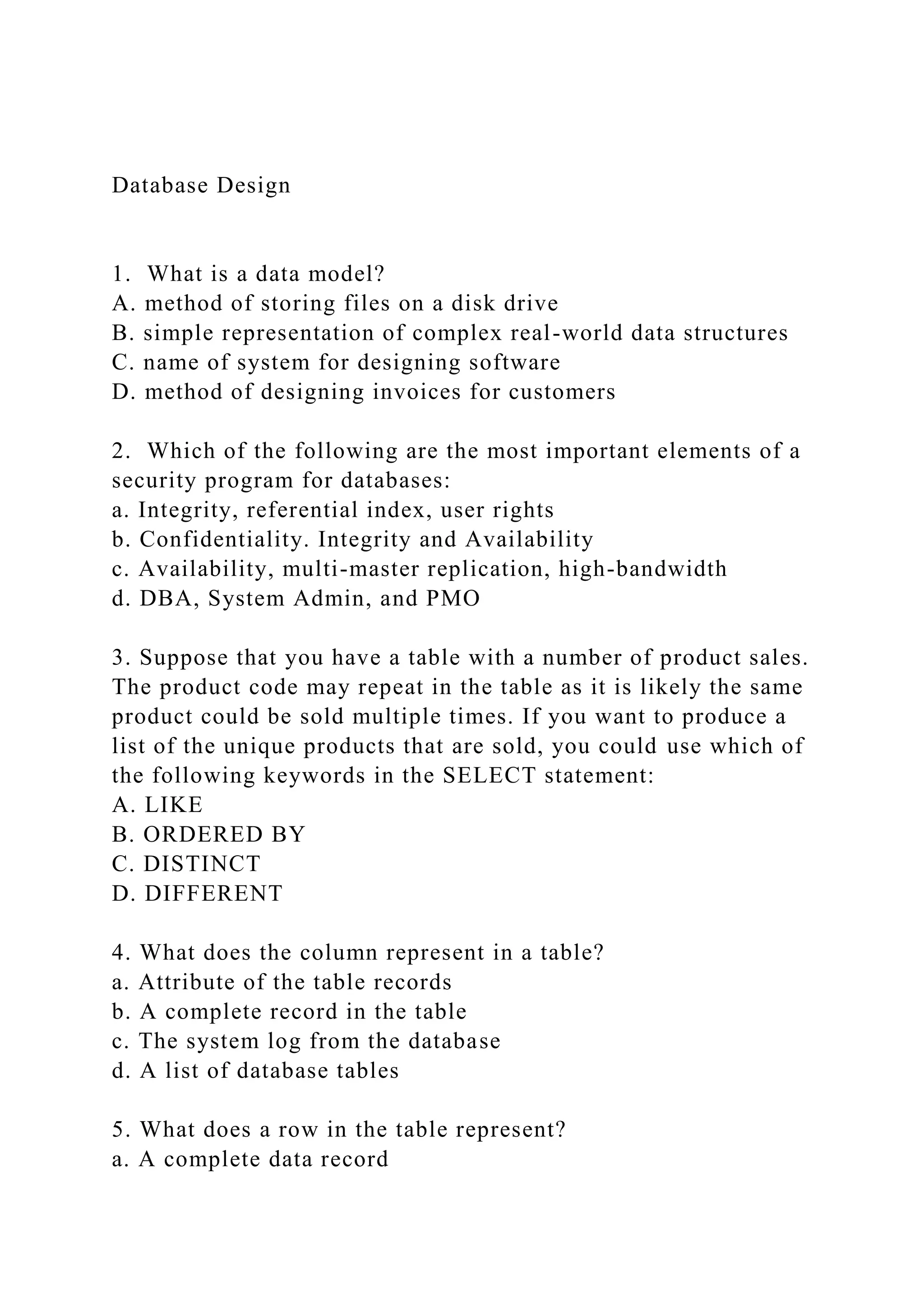Database Design 1 What Is A Data Model A Method Of Stodocx