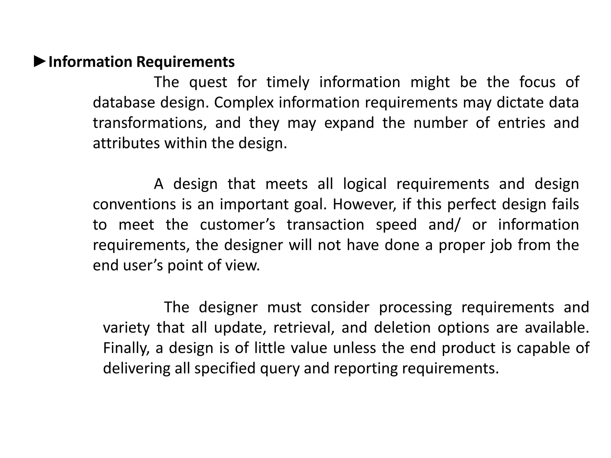 Database design challenges conflicting goals | PPTX