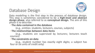 Database design (conceptual, logical and physical design) unit 2 part 2 | PPTX