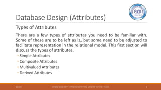 Database design (entity attribute and its types) unit 2 part 4 | PPT