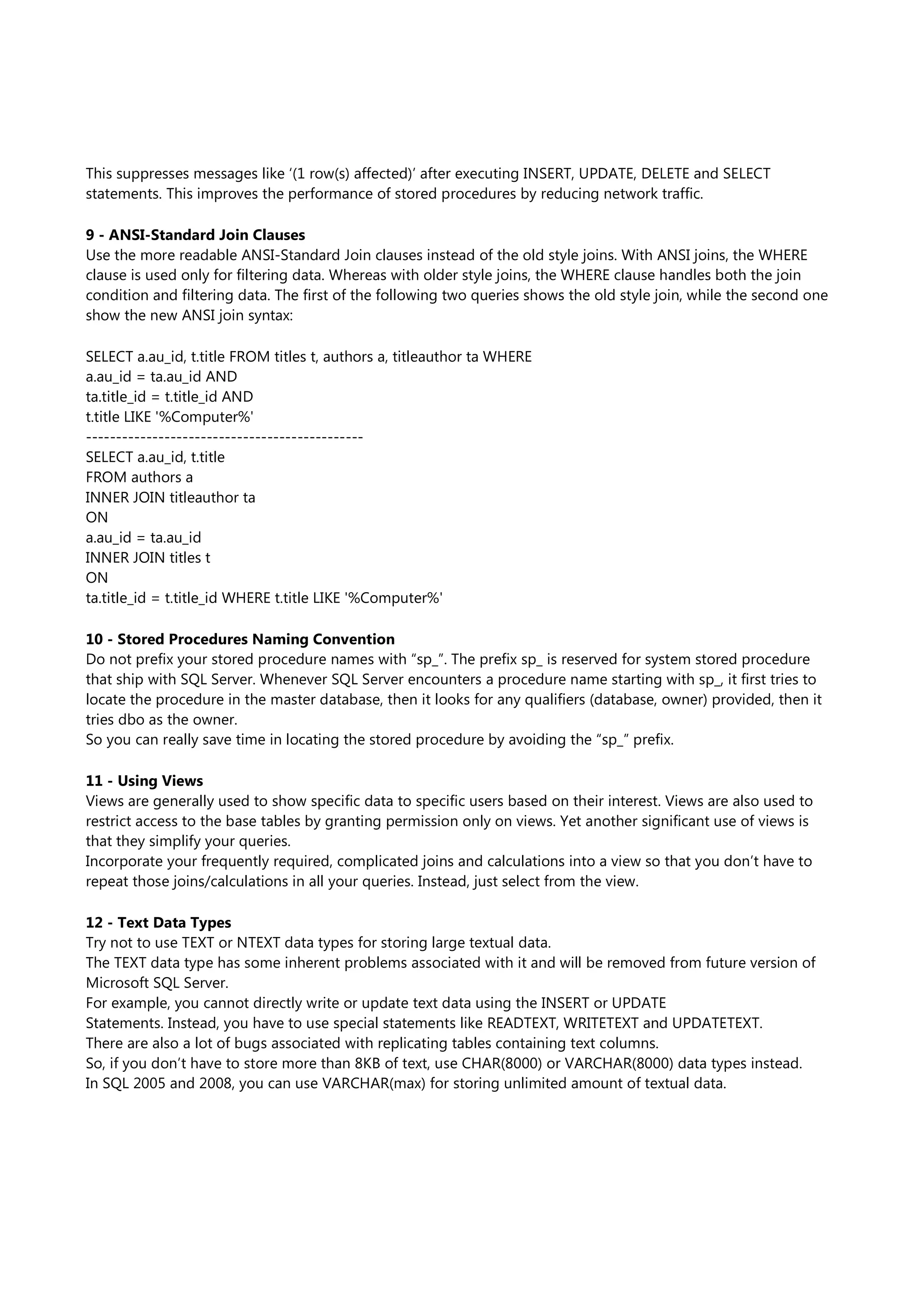Database development coding standards | PDF Database development coding standards | PDF