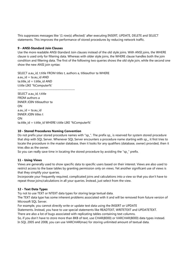 Database development coding standards | PDF Database development coding standards | PDF