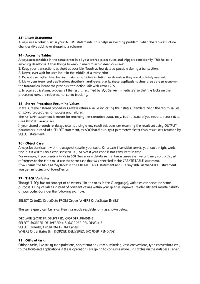 Database development coding standards | PDF Database development coding standards | PDF