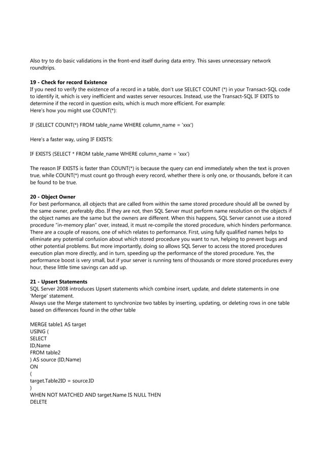 Database development coding standards | PDF