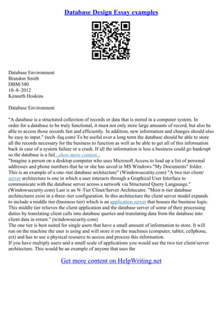 Database Essay | PDF