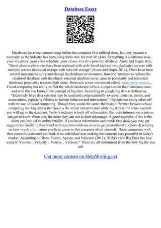 Database Essay | PDF