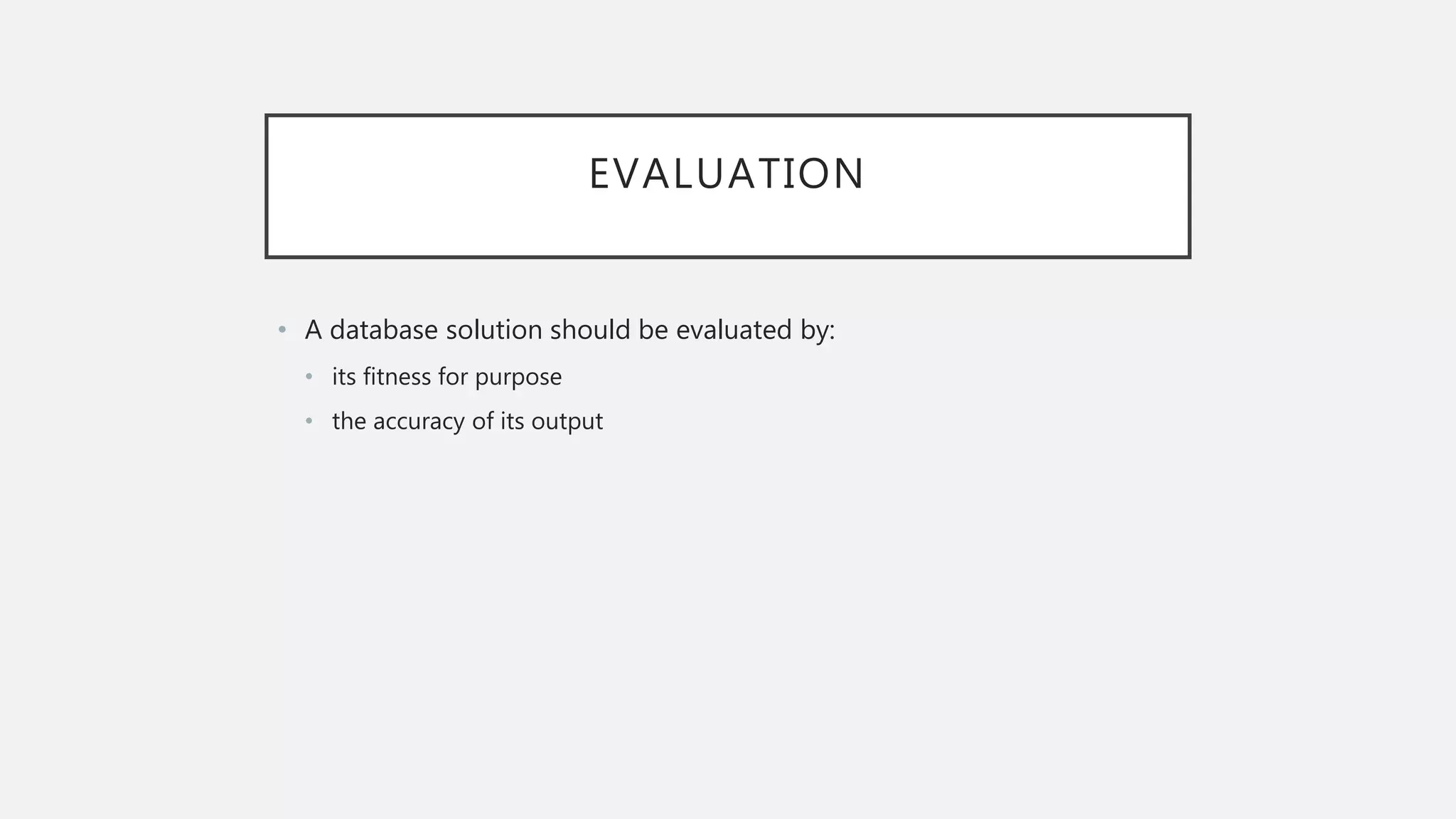Database Evaluation Pptx Databases Computer Software And Applications