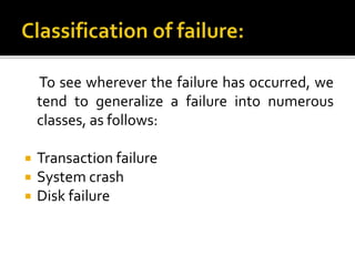 Database failure and recovery 1 | PPTX